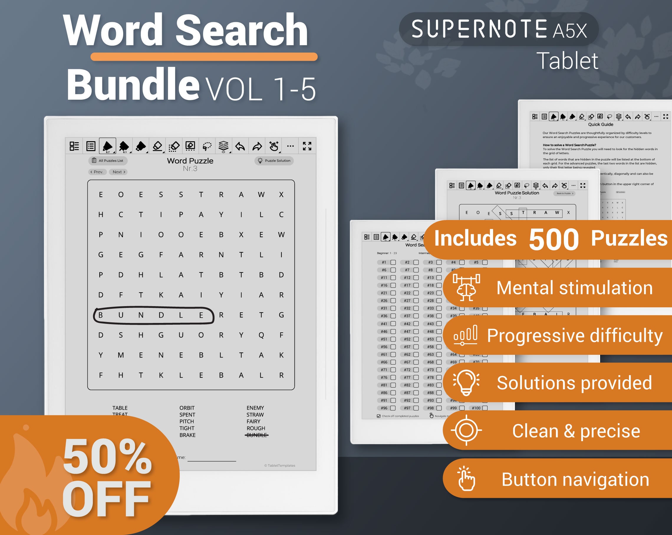 Supernote Word Search Puzzle Games Bundle - Etsy