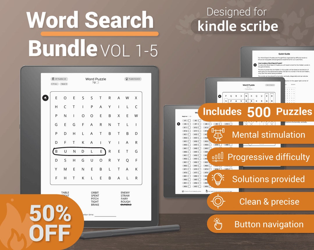 Kindle Scribe Word Search Puzzle Games Bundle - Etsy