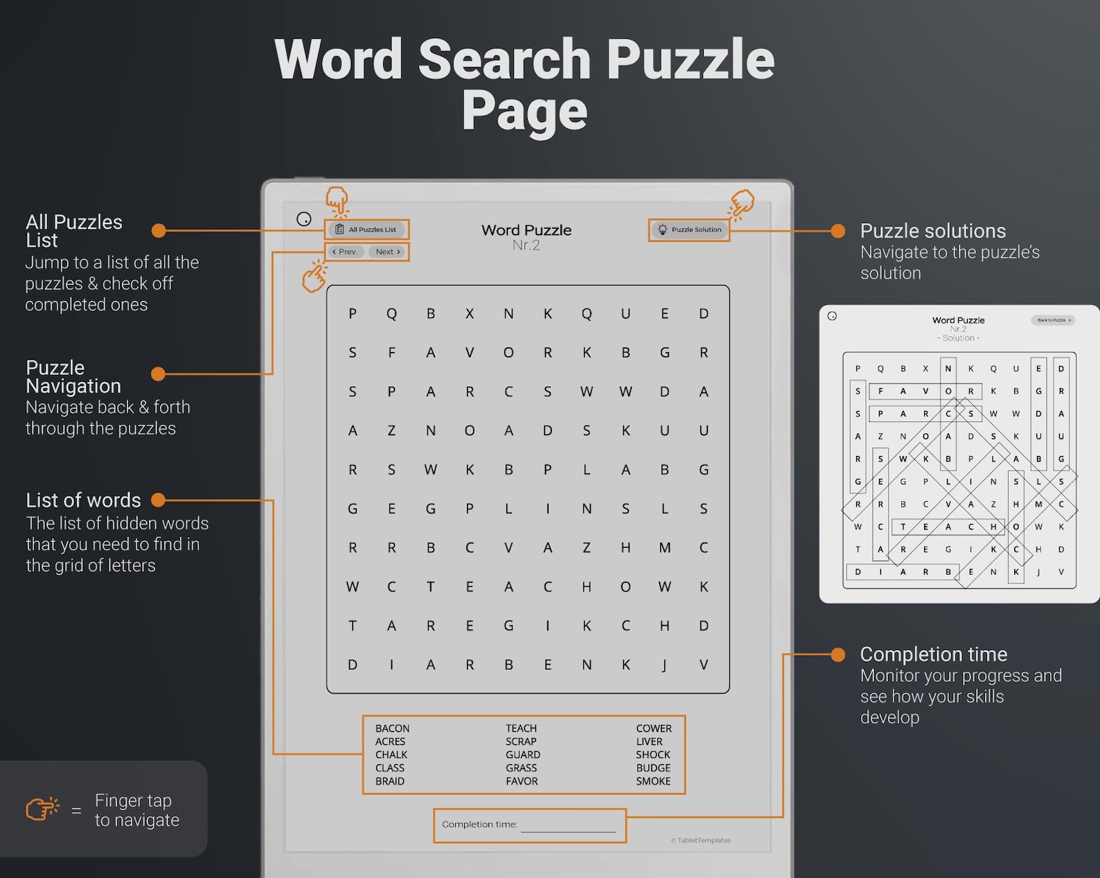 Word Search Bundle for Remarkable Paper Pro - Puzzle Games, Hyperlinked ...
