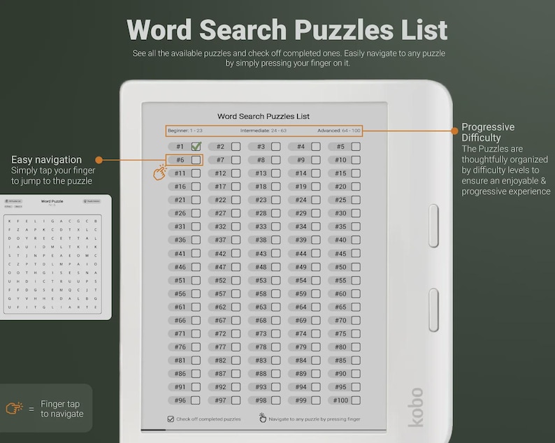Kobo Word Search Puzzle Bundle: 500 Brain Teaser Games - Etsy