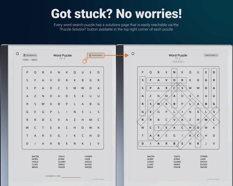 Word Search Bundle for Remarkable 2 - Puzzle Games, Hyperlinked PDF ...