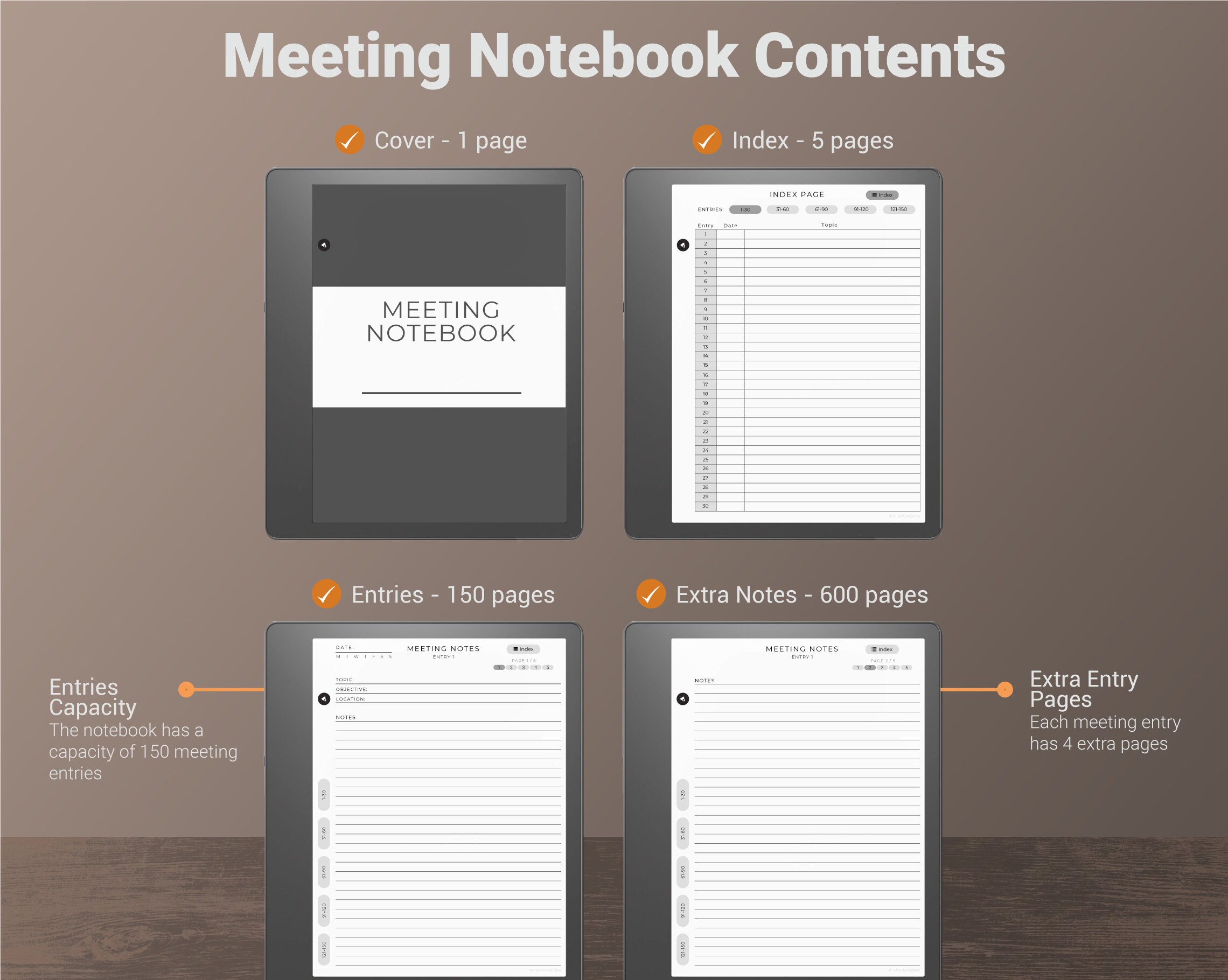 Kindle Scribe Meeting Notes Template: Hyperlinked Notebook (PDF) - Etsy
