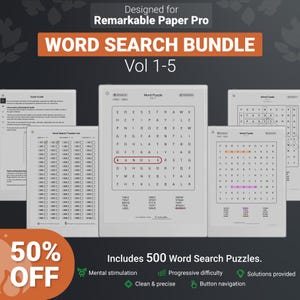 Word Search Bundle for Remarkable Paper Pro - Puzzle Games, Hyperlinked ...
