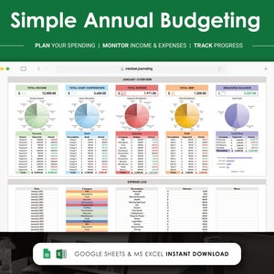 Monthly Budget Spreadsheet for Google Sheet Excel Digital Template ...