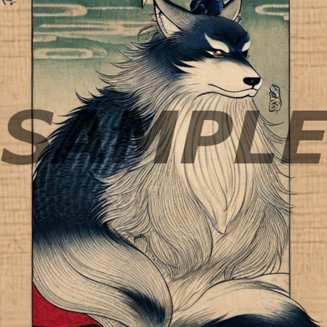 Ukiyo-e Inspired Wolf Printable File - Etsy