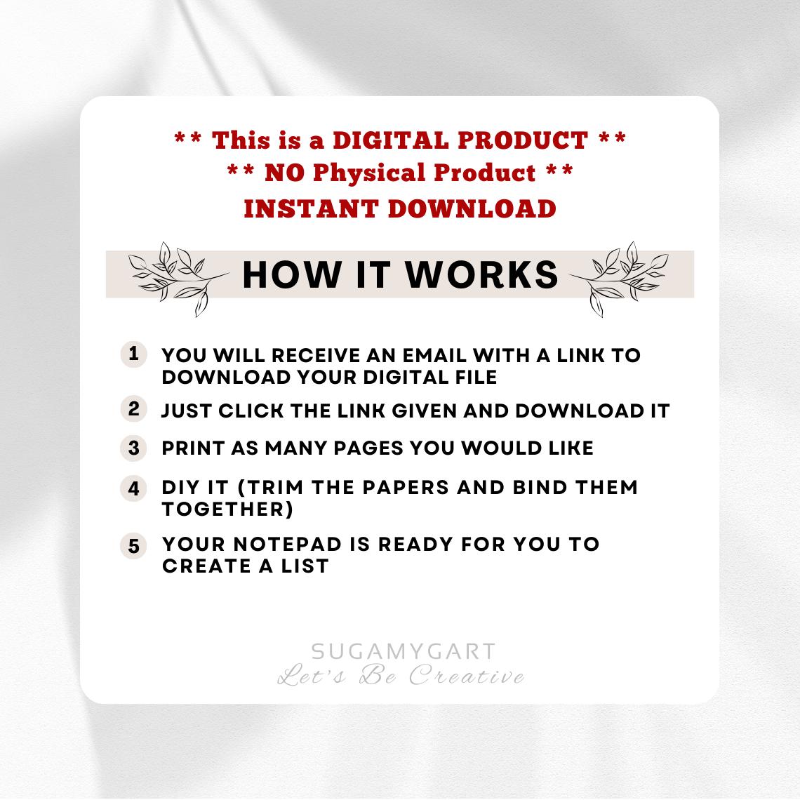 Printable Notepad Purple Floral Template Digital Download, Lines and ...