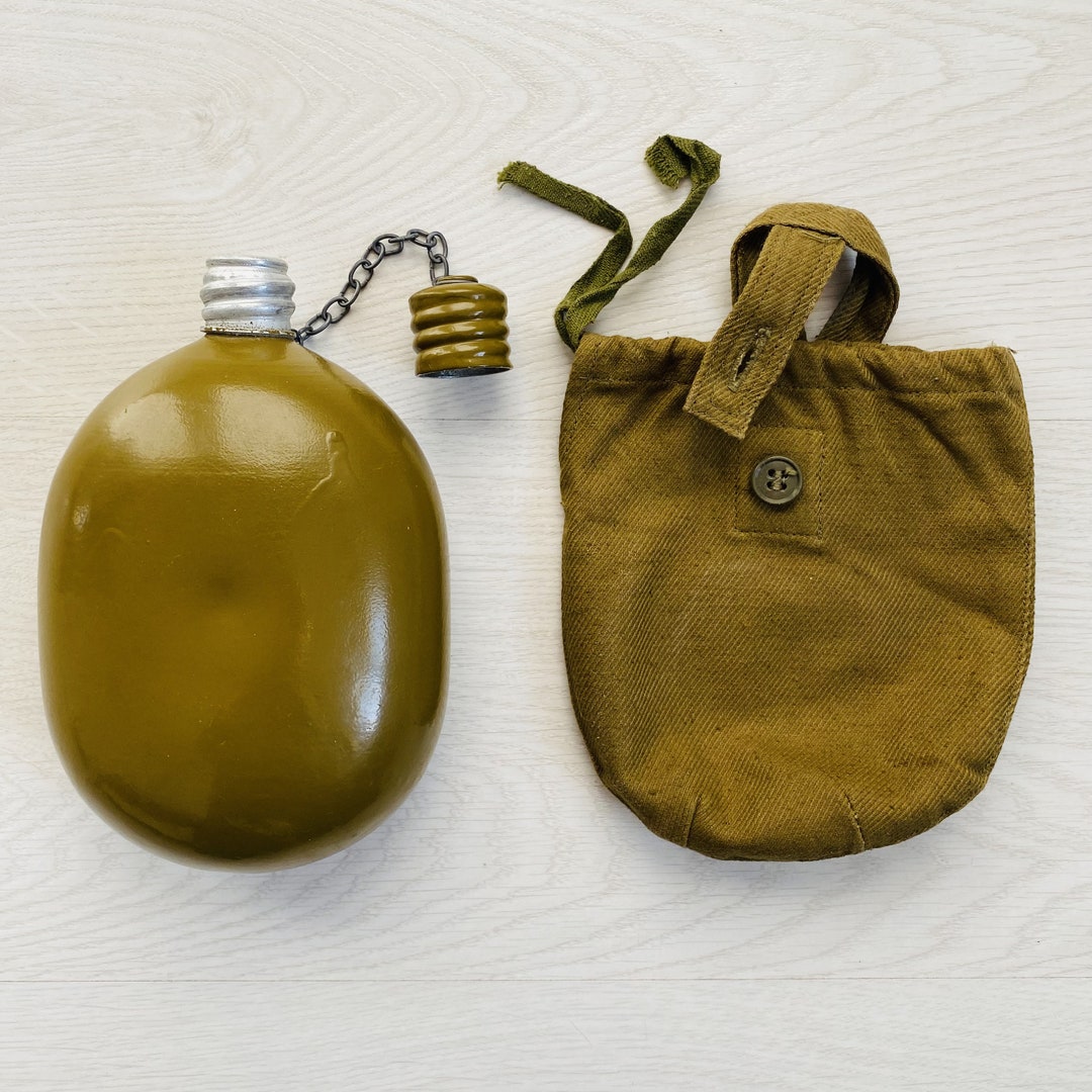 Soviet Aluminum Army Flask W/ Case. Russian Military Bottle W/ Canvas ...