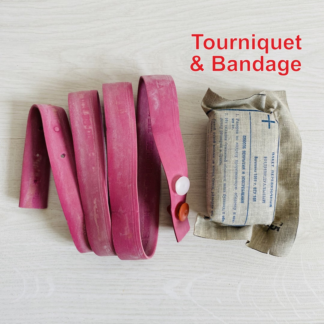 Soviet Army Kit: Rubber Tourniquet and Sterile Dressing Bandage ...