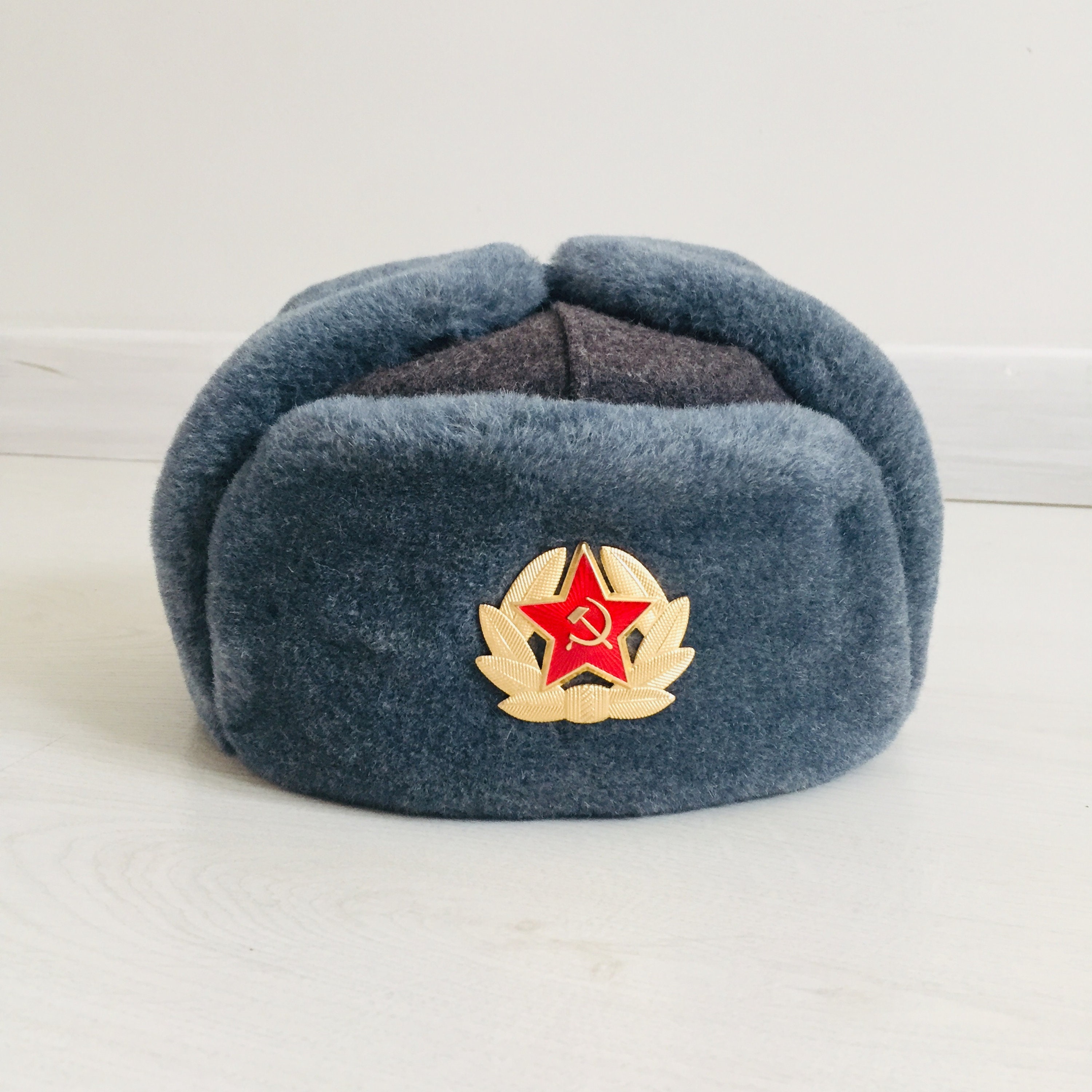 Authentic Russian Ushanka Military Hat Gray W/ Soviet Red Army - Etsy