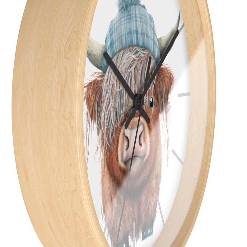 Highland Cow Wall Clock, Highland Cow Gift, Floral Highland Cow, Farm ...