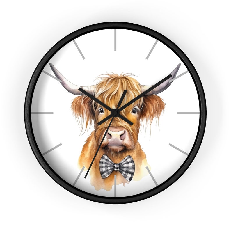 Highland Cow Wall Clock, Highland Cow Gift, Floral Highland Cow ...