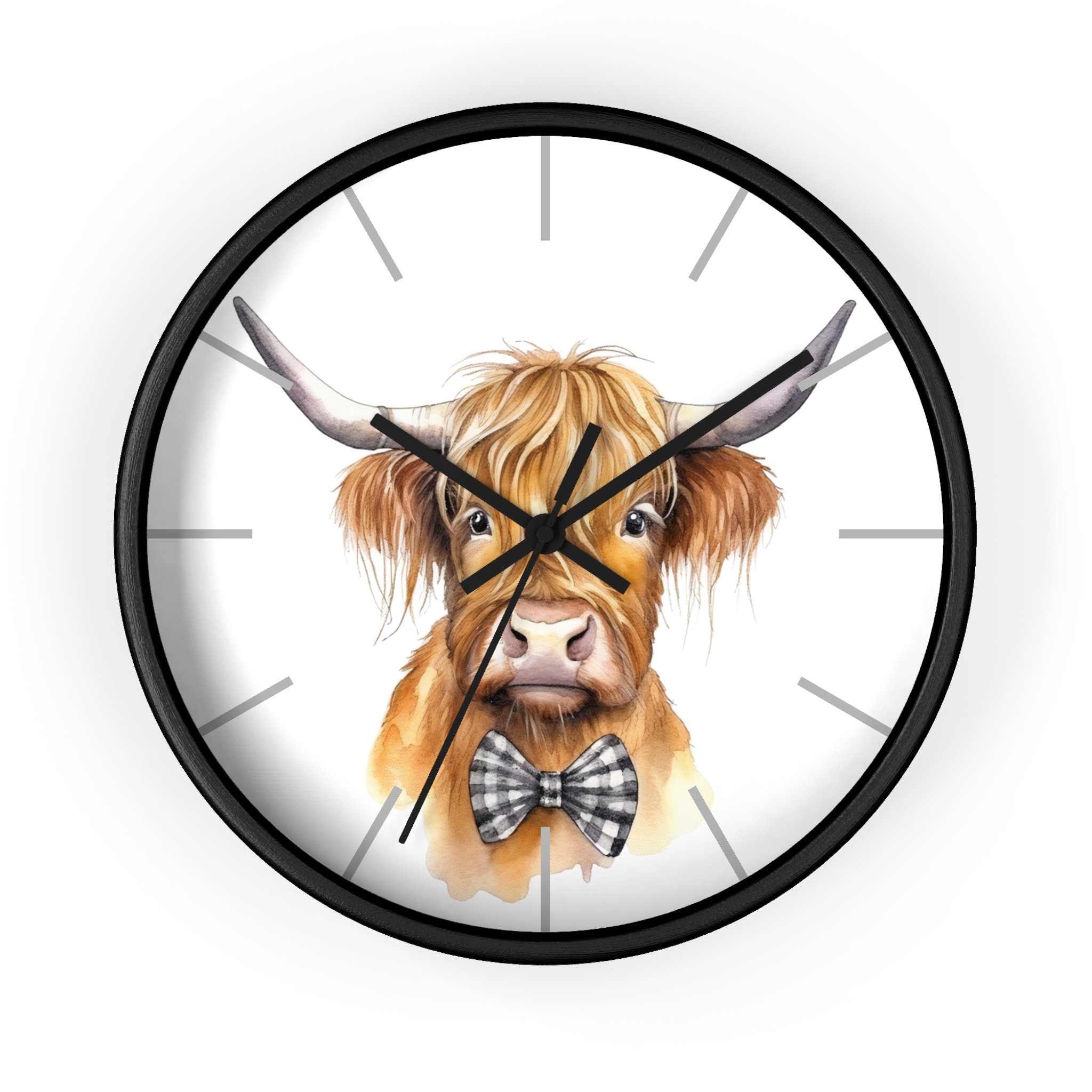 Highland Cow Wall Clock, Highland Cow Gift, Floral Highland Cow ...
