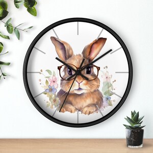 Bunny Wall Clock, Bunny Gift, Cute Bunny Rabbit Wall Clock, Bunny in ...