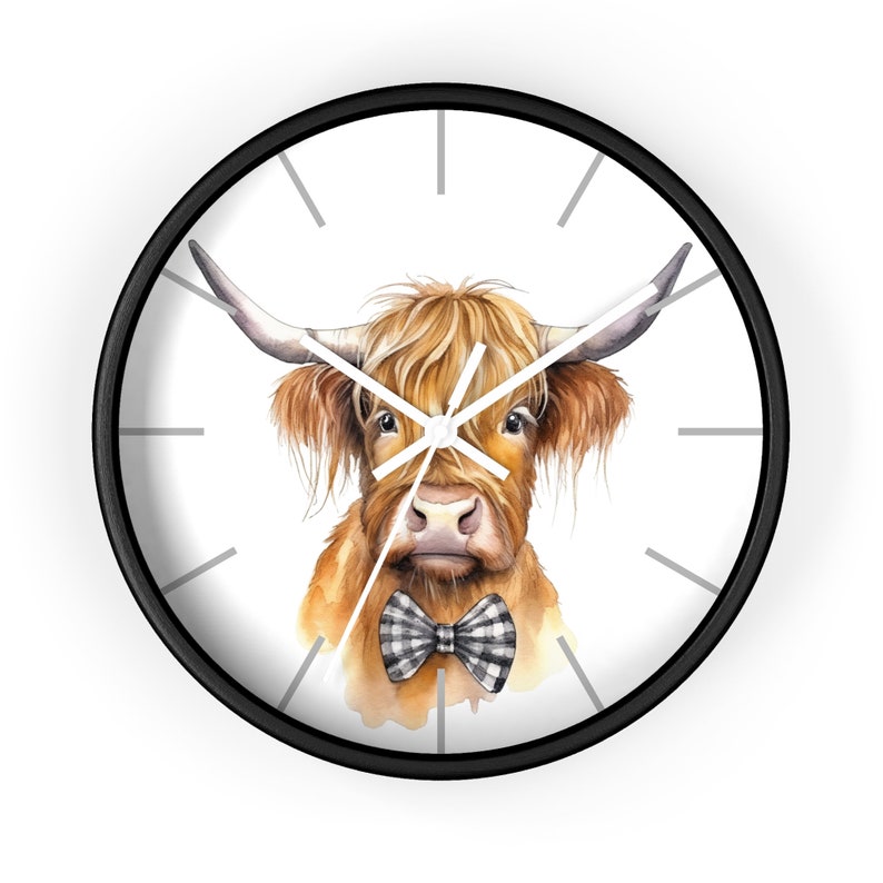 Highland Cow Wall Clock, Highland Cow Gift, Floral Highland Cow ...