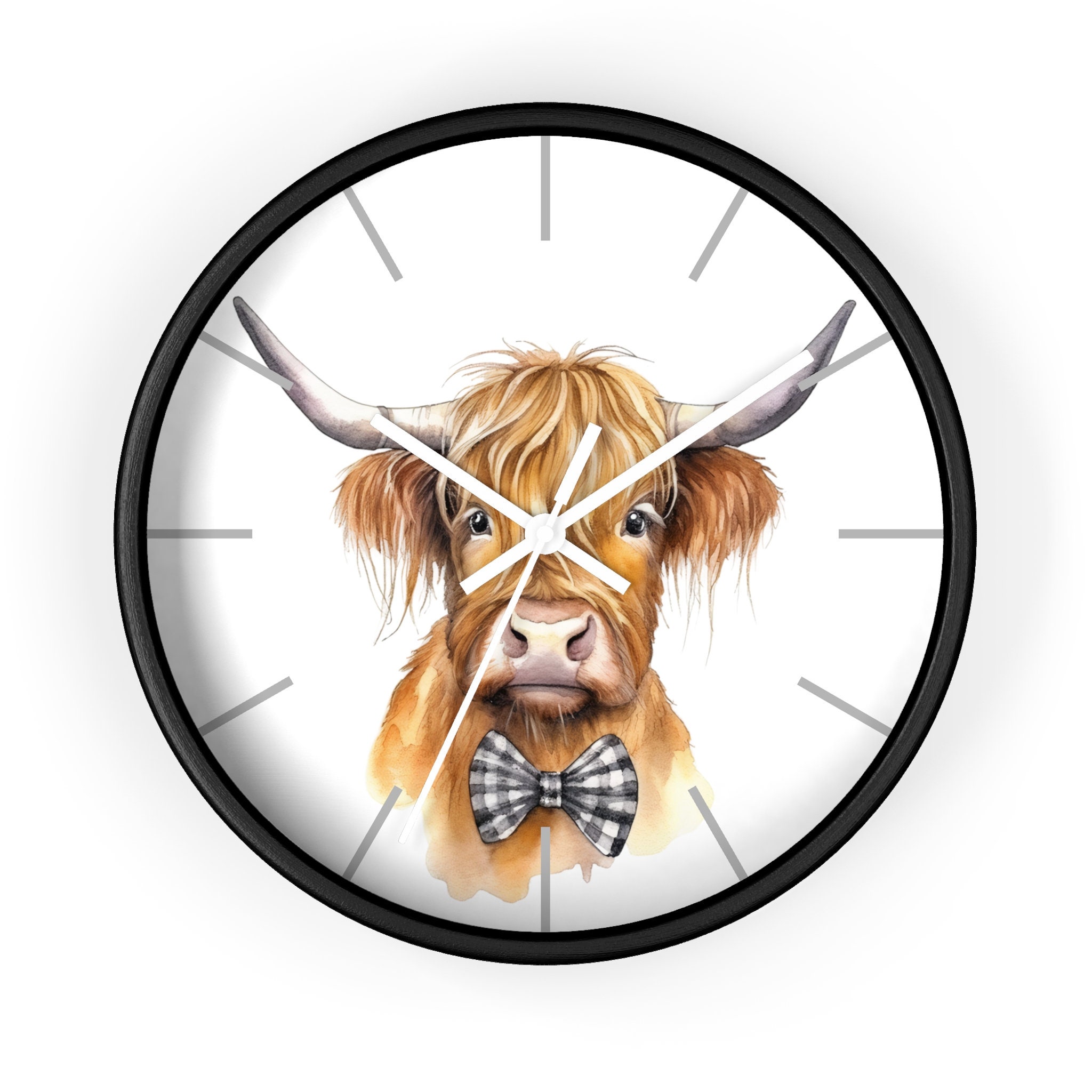 Highland Cow Wall Clock, Highland Cow Gift, Floral Highland Cow ...