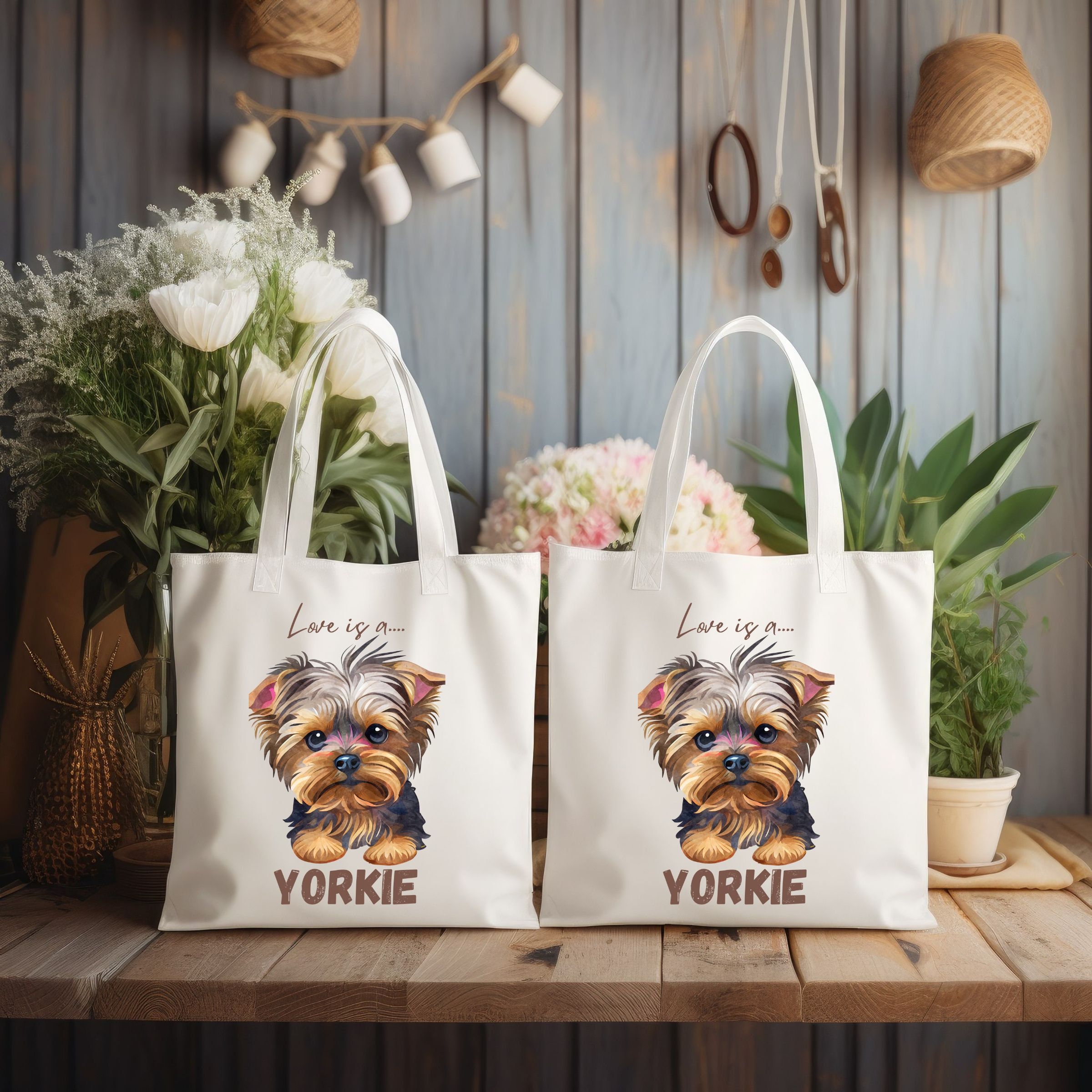 Yorkshire Terrier Tote Bag, Yorkie Gift, Yorkie Mom Canvas Tote Bag ...