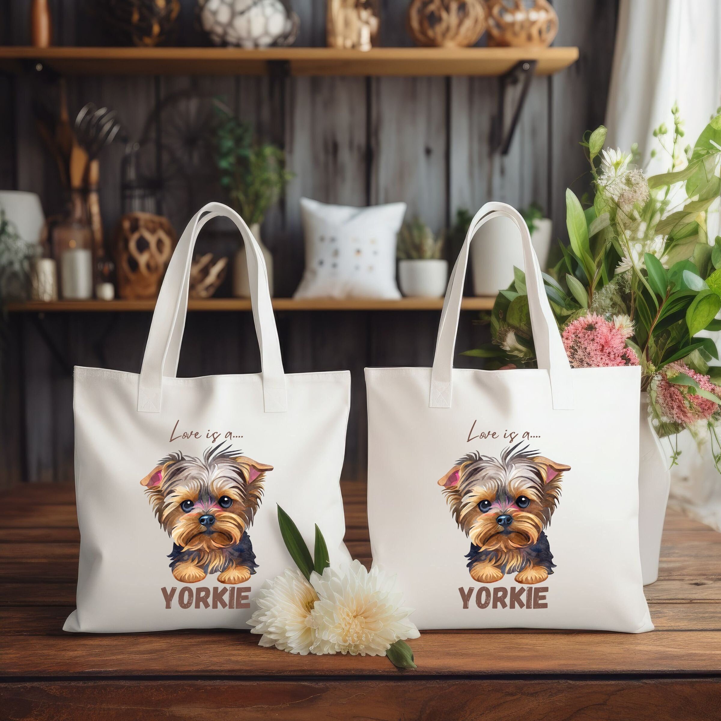 Yorkshire Terrier Tote Bag, Yorkie Gift, Yorkie Mom Canvas Tote Bag ...