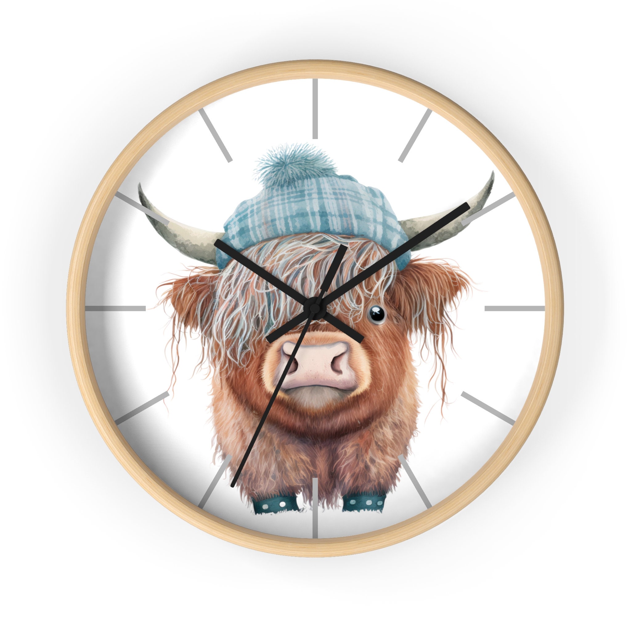 Highland Cow Wall Clock, Highland Cow Gift, Floral Highland Cow, Farm ...