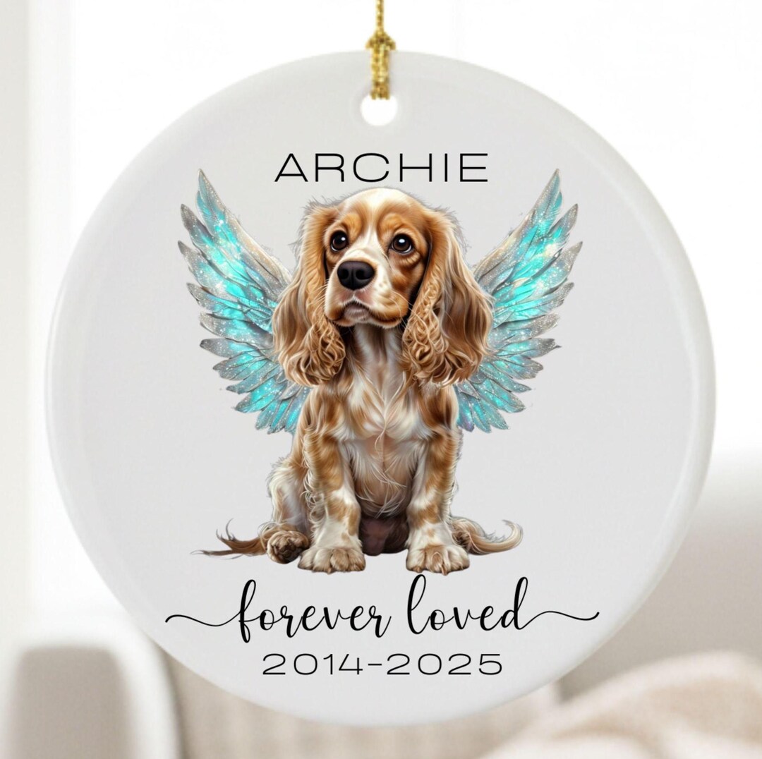 Personalized Cocker Spaniel Memorial Ornament: Angel Wings Keepsake - Etsy