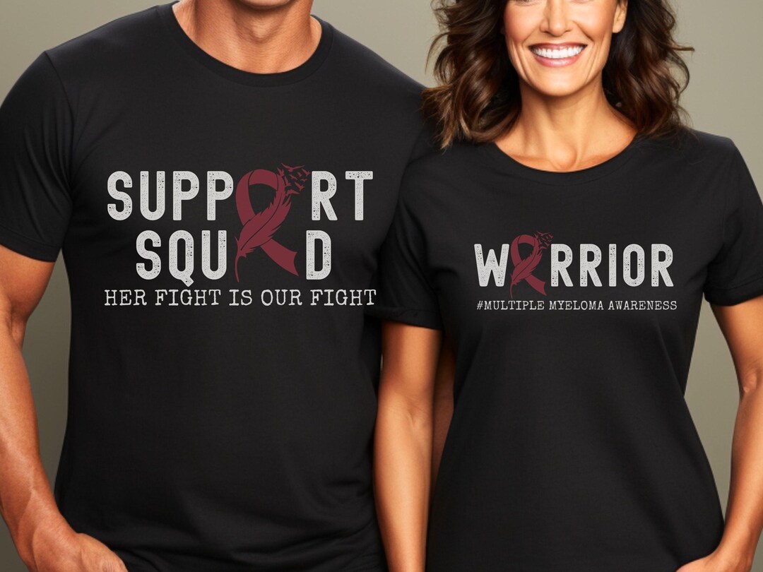 Multiple Myeloma Support Squad Shirt, Burgandy Ribbon for Myeloma ...
