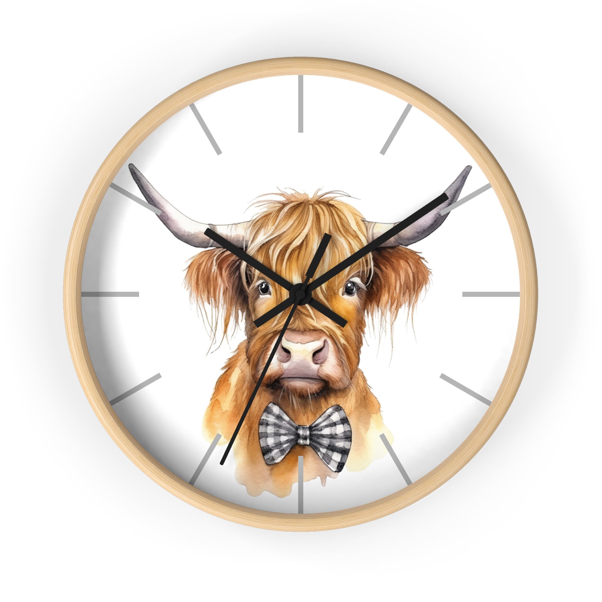 Highland Cow Wall Clock, Highland Cow Gift, Floral Highland Cow ...