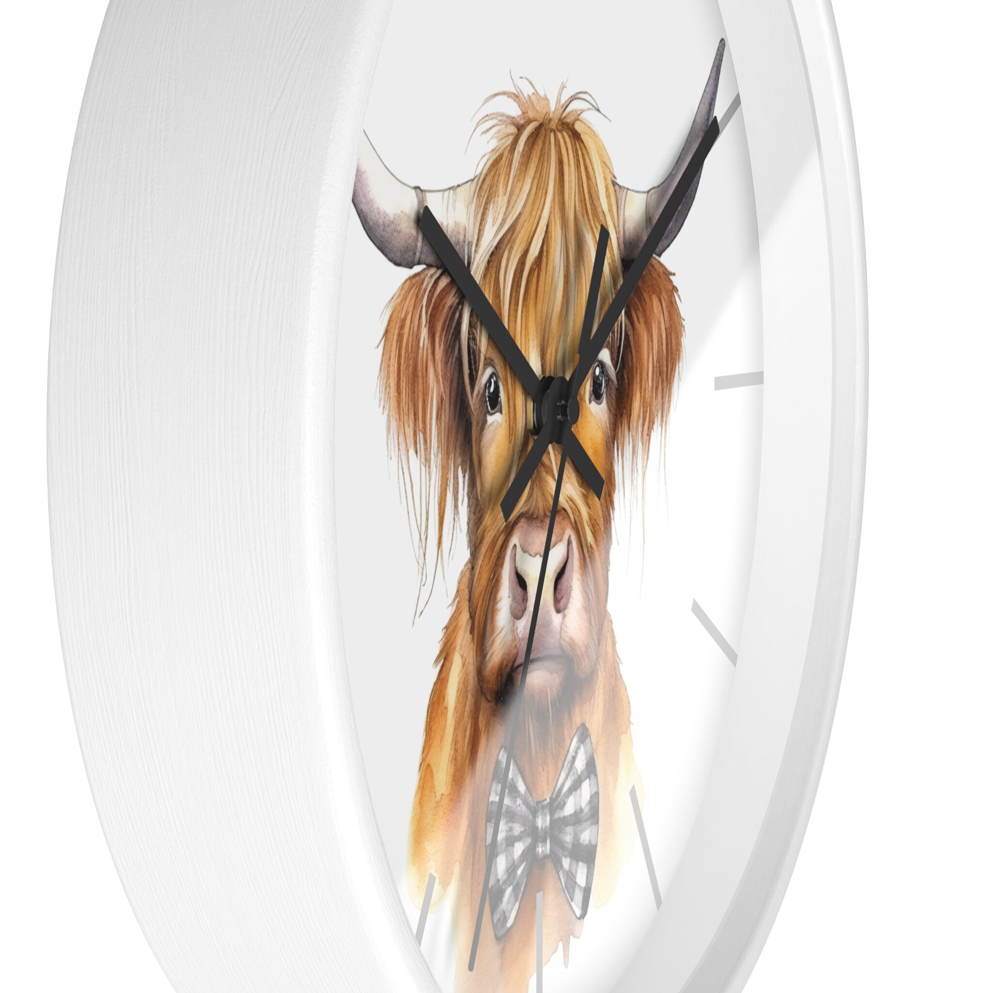 Highland Cow Wall Clock, Highland Cow Gift, Floral Highland Cow ...