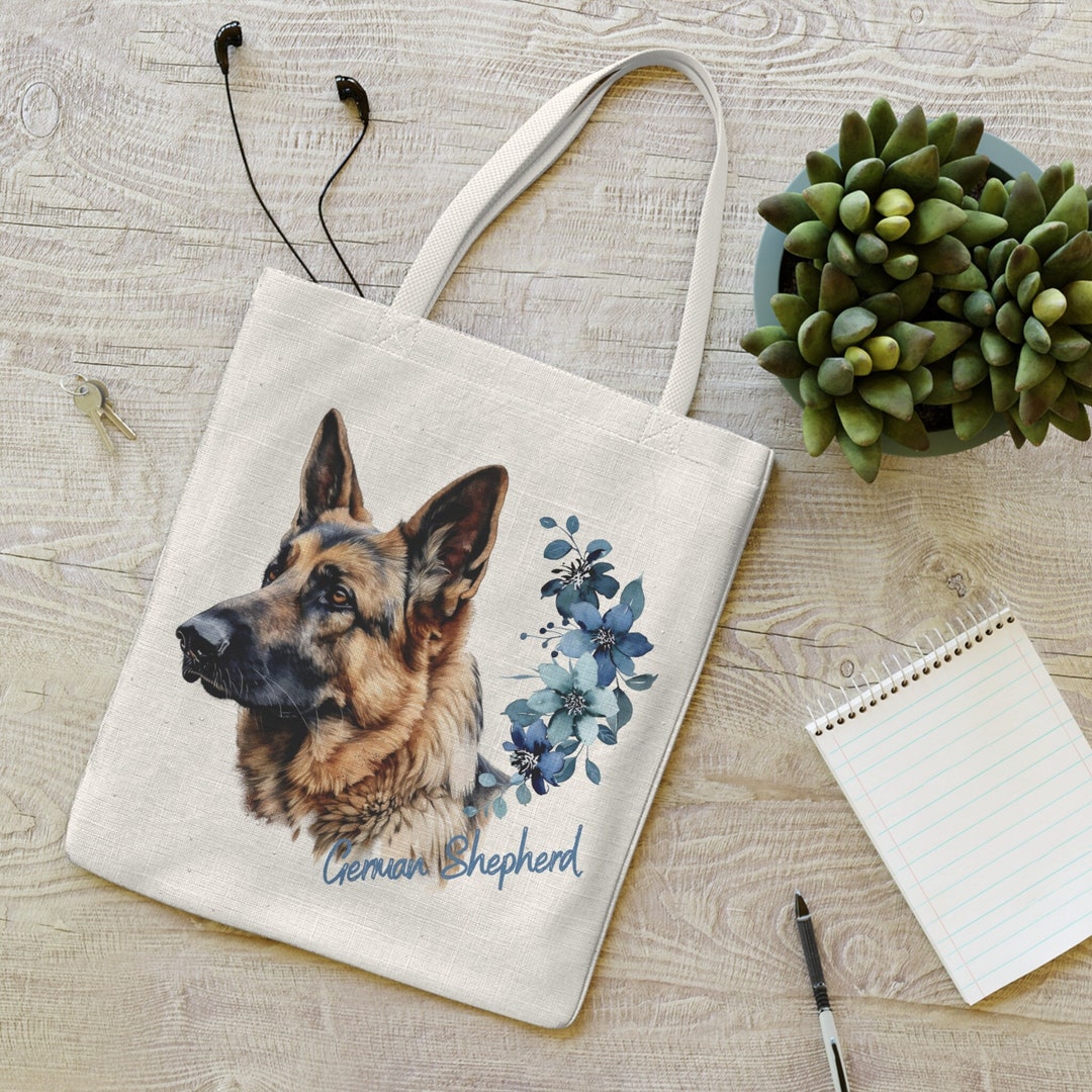 Personalized German Shepherd Floral Tote Bag, Dog Lover Canvas Bag ...