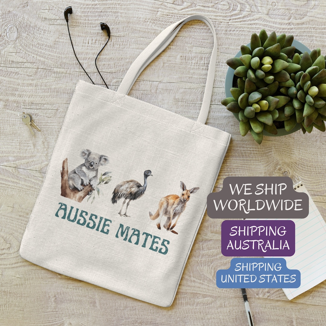 Australian Animal Canvas Tote Bag, Emu Lover Totes, Koala Lover Bag ...