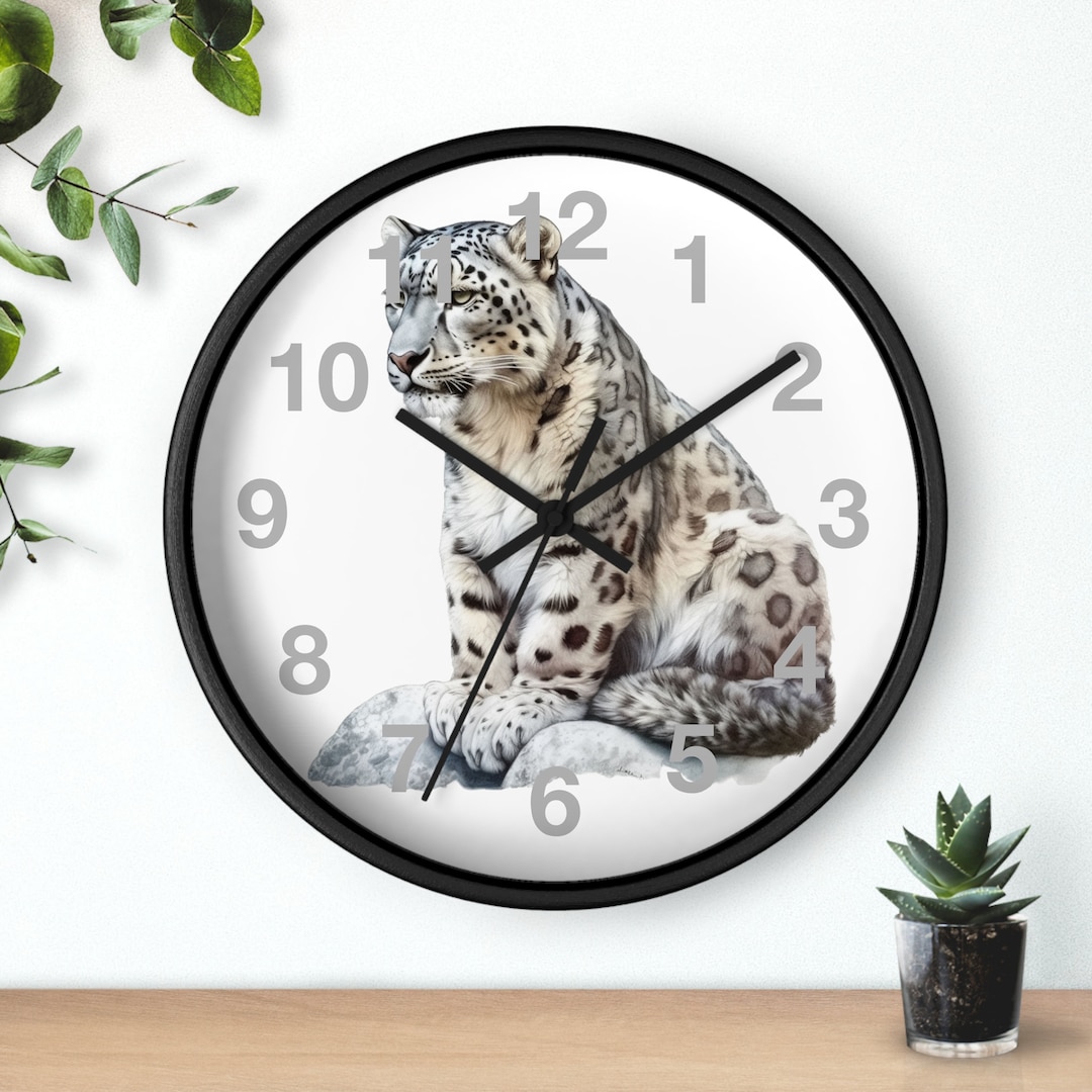 Snow Leopard Wall Clock, Snow Leopard Gift, Wild Animal Clock, Wildlife ...