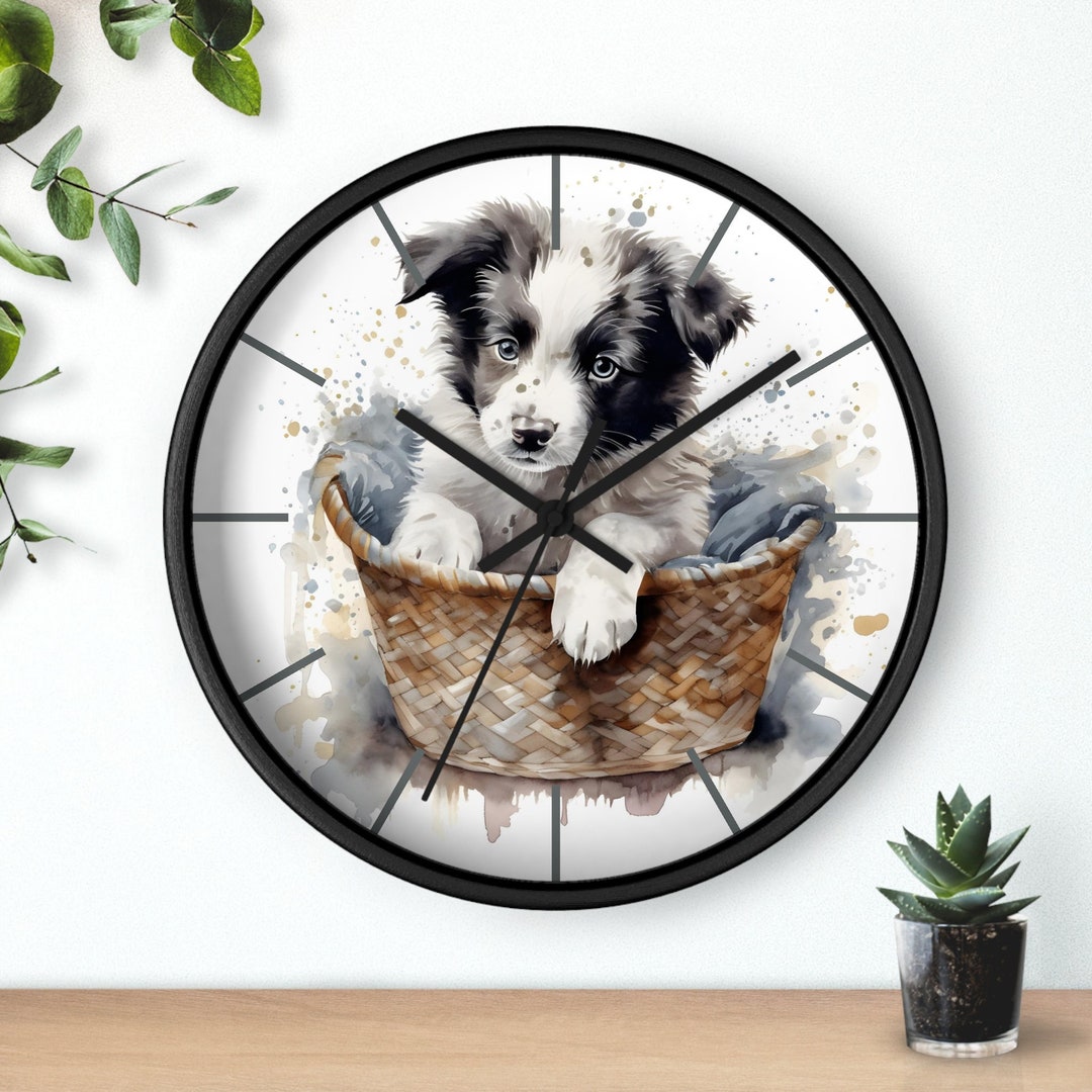 Border Collie Wall Clock, Housewarming Gift, Baby Shower Gift, Nursery ...