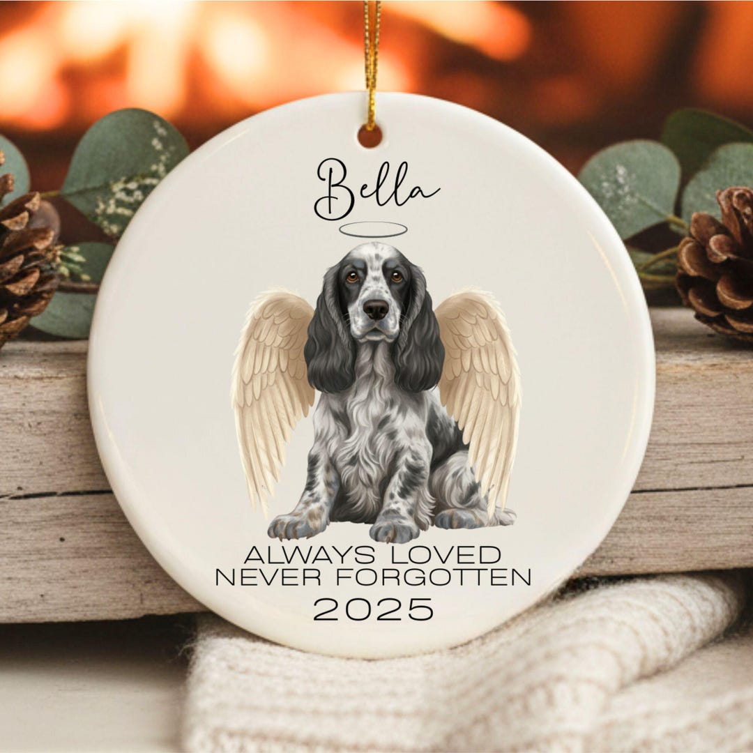 Personalized Cocker Spaniel Memorial Ornament: Blue Roan Cocker Angel ...
