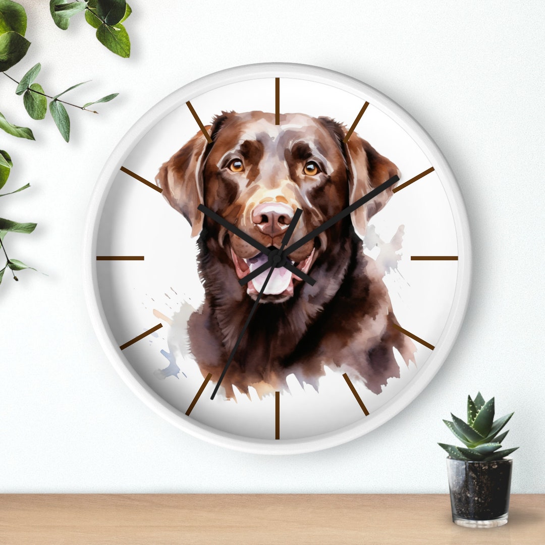 Chocolate Labrador Wall Clock, Watercolor Dog Clock, Chocolate Labrador ...