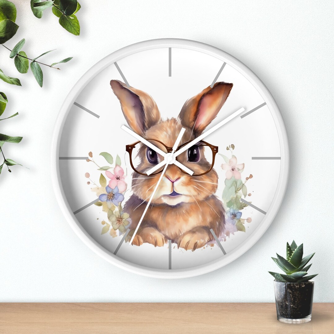 Bunny Wall Clock, Bunny Gift, Cute Bunny Rabbit Wall Clock, Bunny in ...