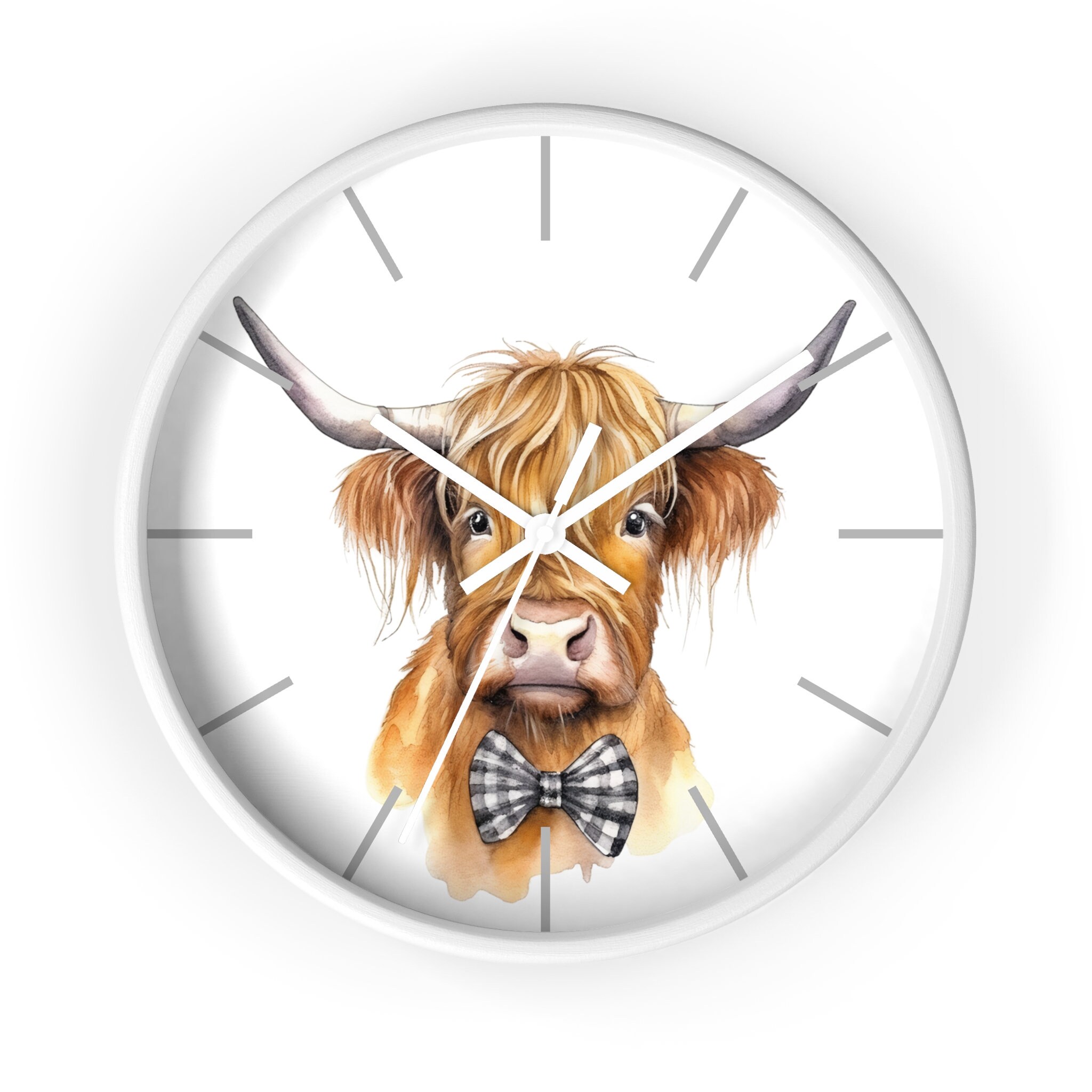 Highland Cow Wall Clock, Highland Cow Gift, Floral Highland Cow ...