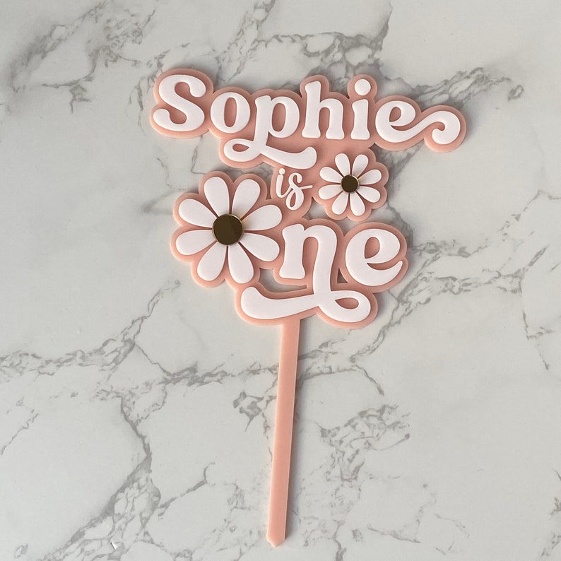 Daisy One Custom Cake Topper Birthday First Birthday Layered - Etsy
