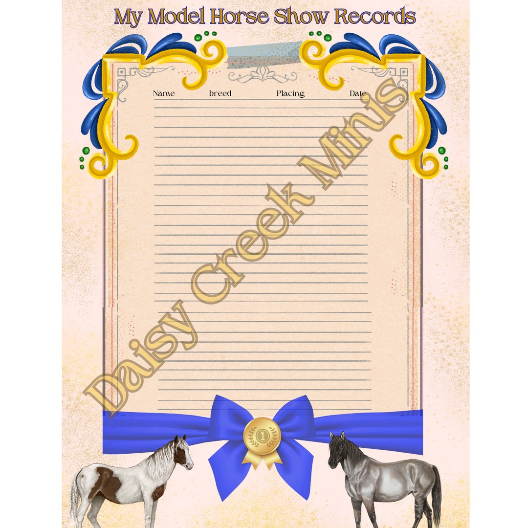 Fancy Model Horse Show Records Printable Template - Etsy