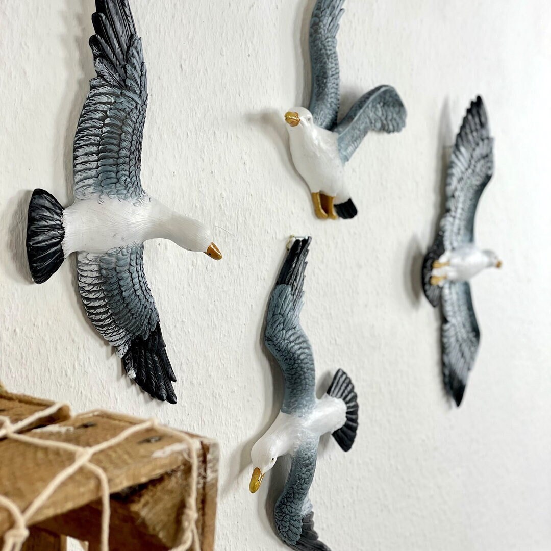 Decorative Seagulls, Wall Decoration Set, Flying Seagulls 4-piece ...