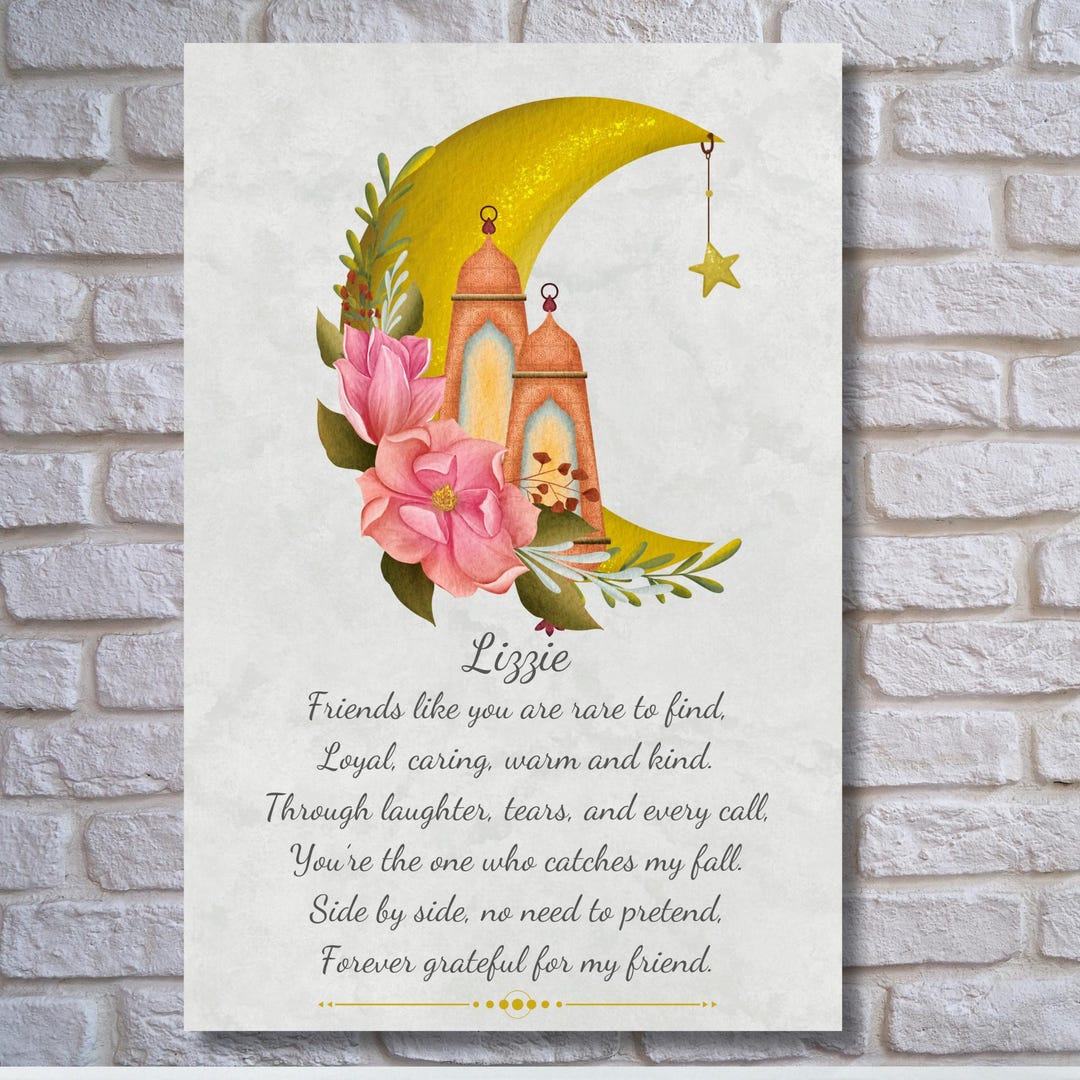 Friends Like You Poem, Personalized, Golden Crescent Moon, Gold Star ...
