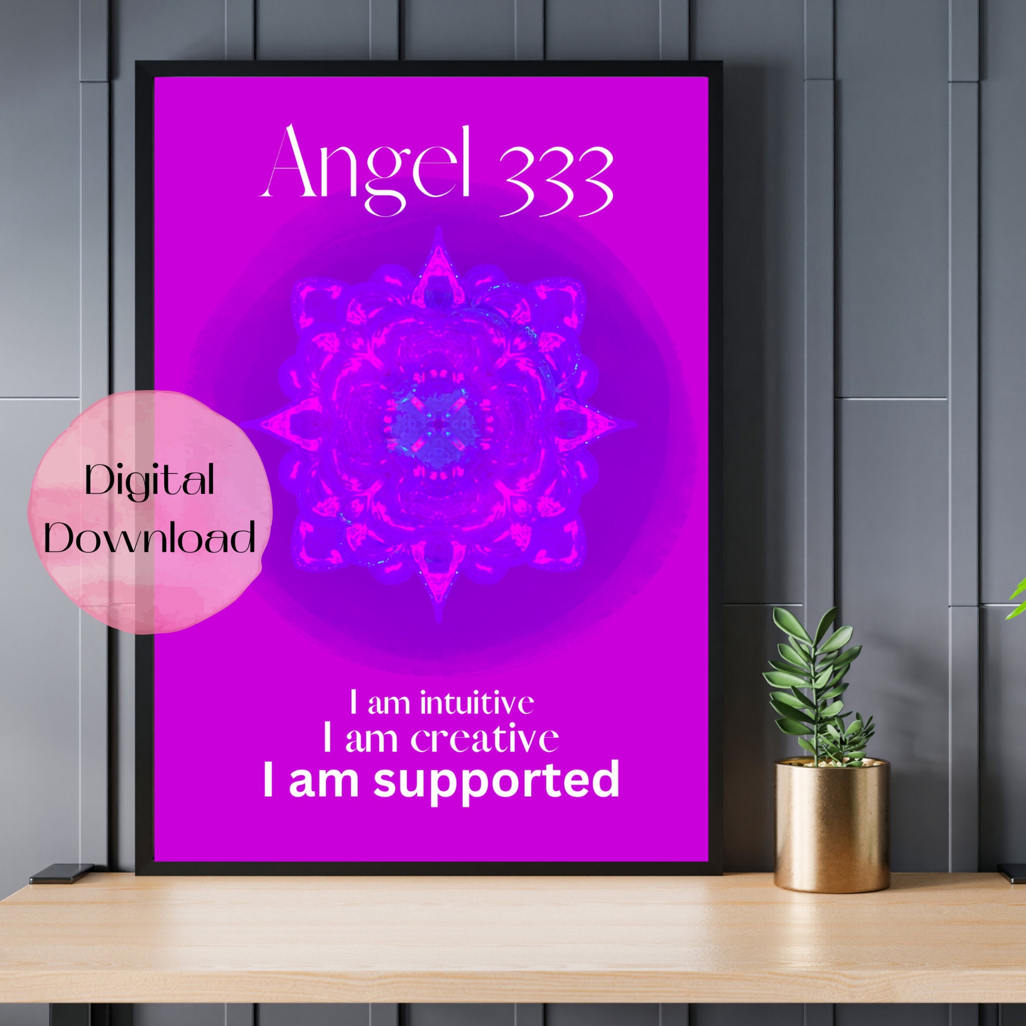 Angel Number 333, Spiritual Wall Art, Angel Wall Art, Mandala, Gradient ...
