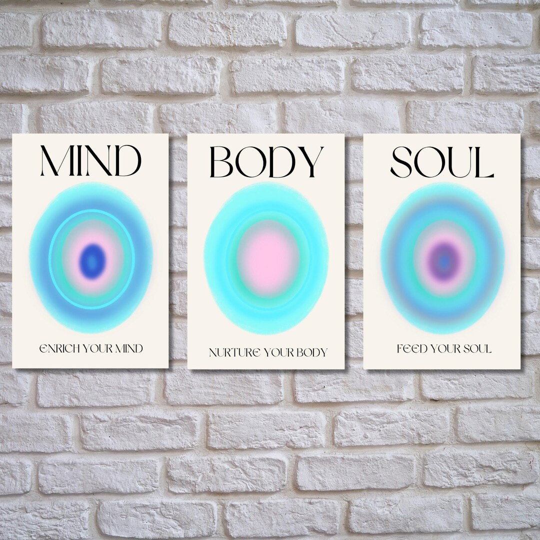 Positive Mind, Body, Soul Posters, Affirmations, Gradient Aura Posters ...
