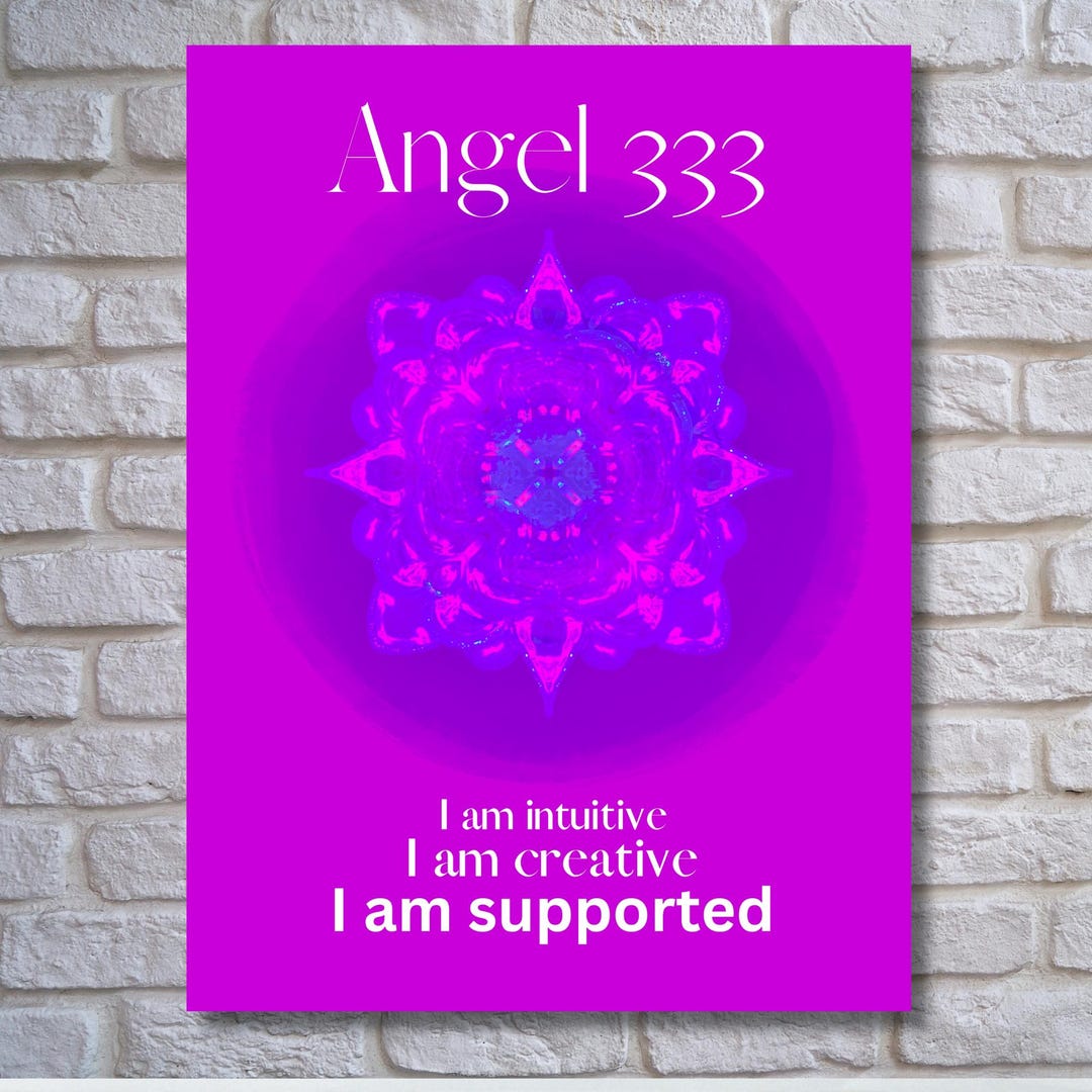 Angel Number 333, Spiritual Wall Art, Angel Wall Art, Mandala, Gradient ...