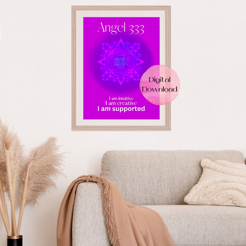 Angel Number 333, Spiritual Wall Art, Angel Wall Art, Mandala, Gradient ...