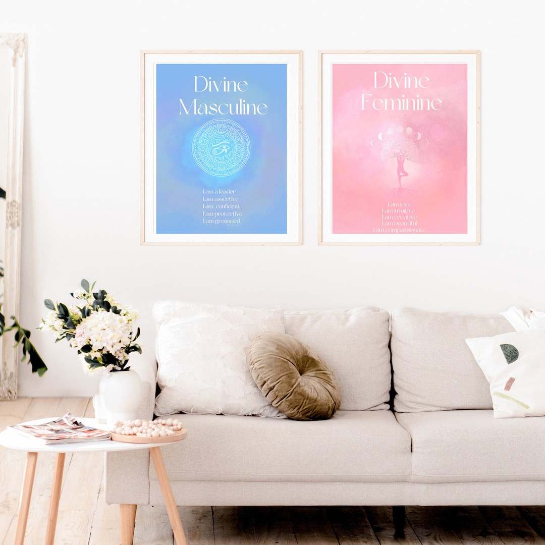 Divine Feminine and Divine Masculine Set of 2 Aura Posters, Aura Wall ...