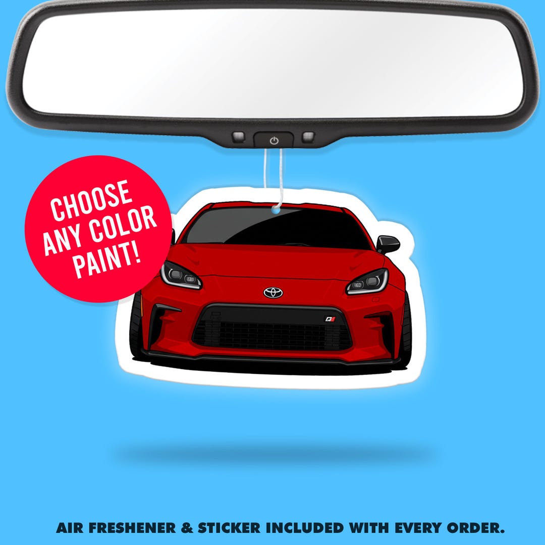 Toyota GR86 Cartoon Air Freshener + Vinyl Sticker - Car Accessory Pack ...