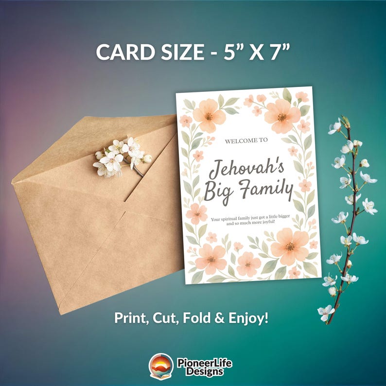JW Baptism Card, Spiritual Welcome Card, Jehovah's Family Printable ...