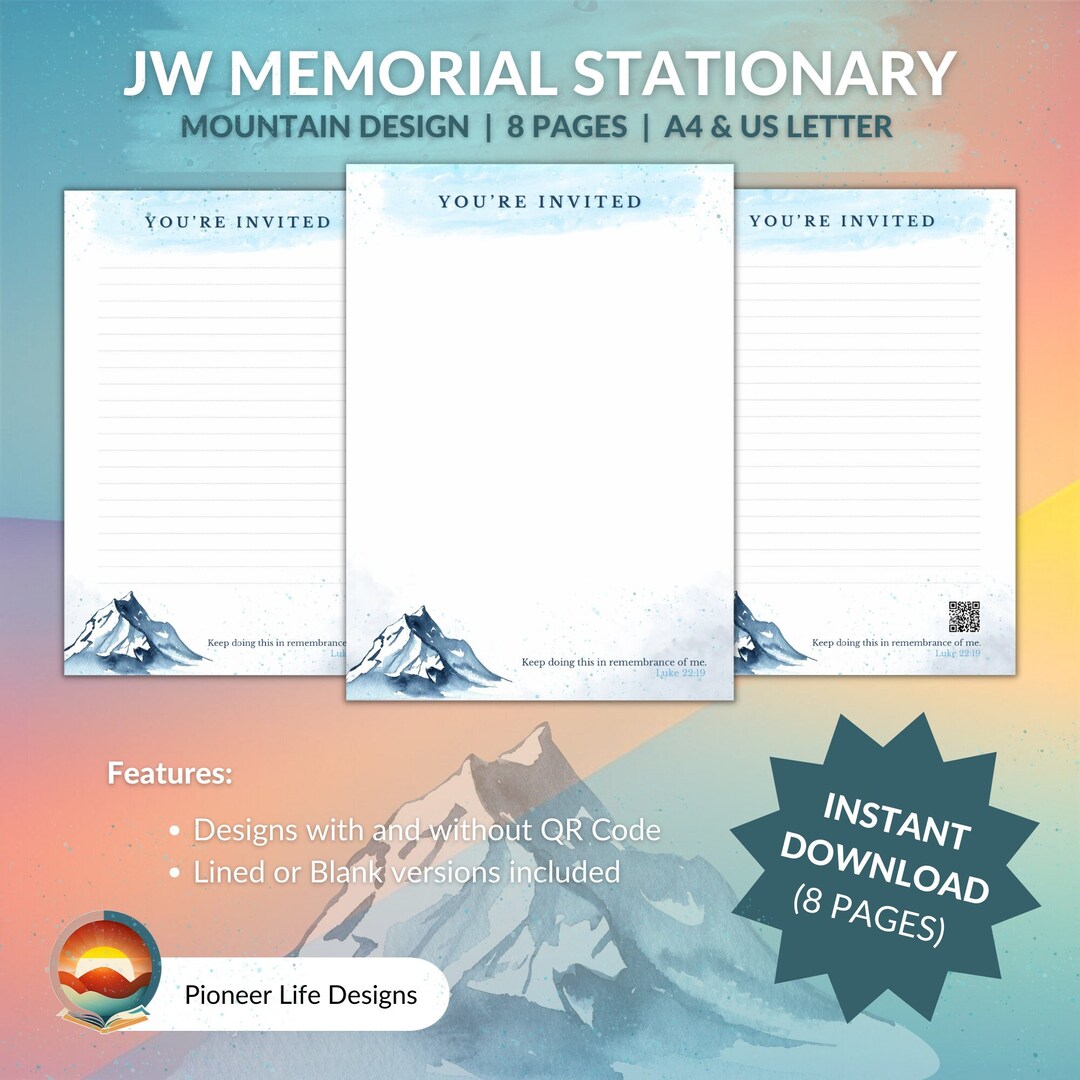 JW Memorial Stationary Mountain Design Bundle Letterhead Memorial ...