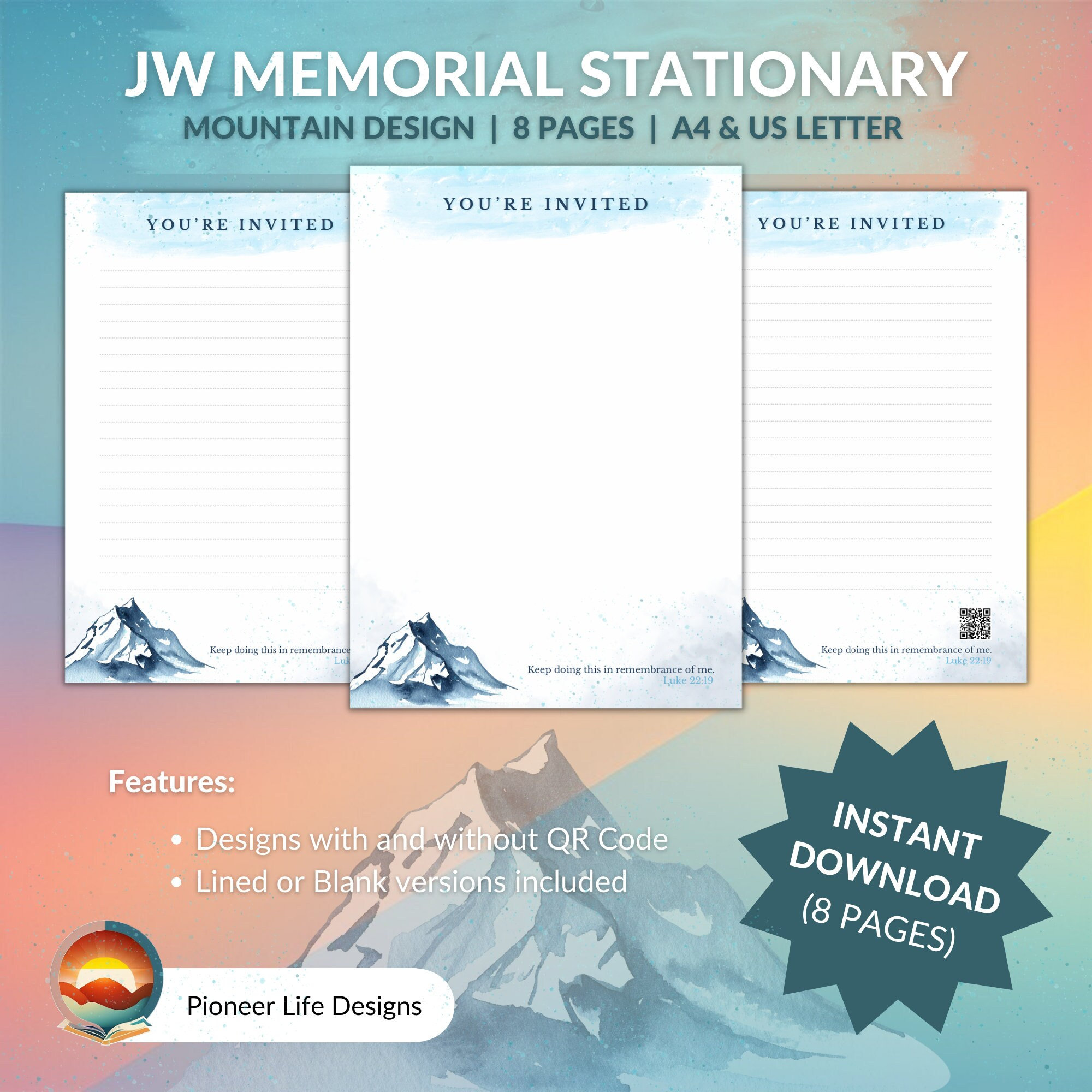 JW Memorial Stationary Mountain Design Bundle Letterhead Memorial ...