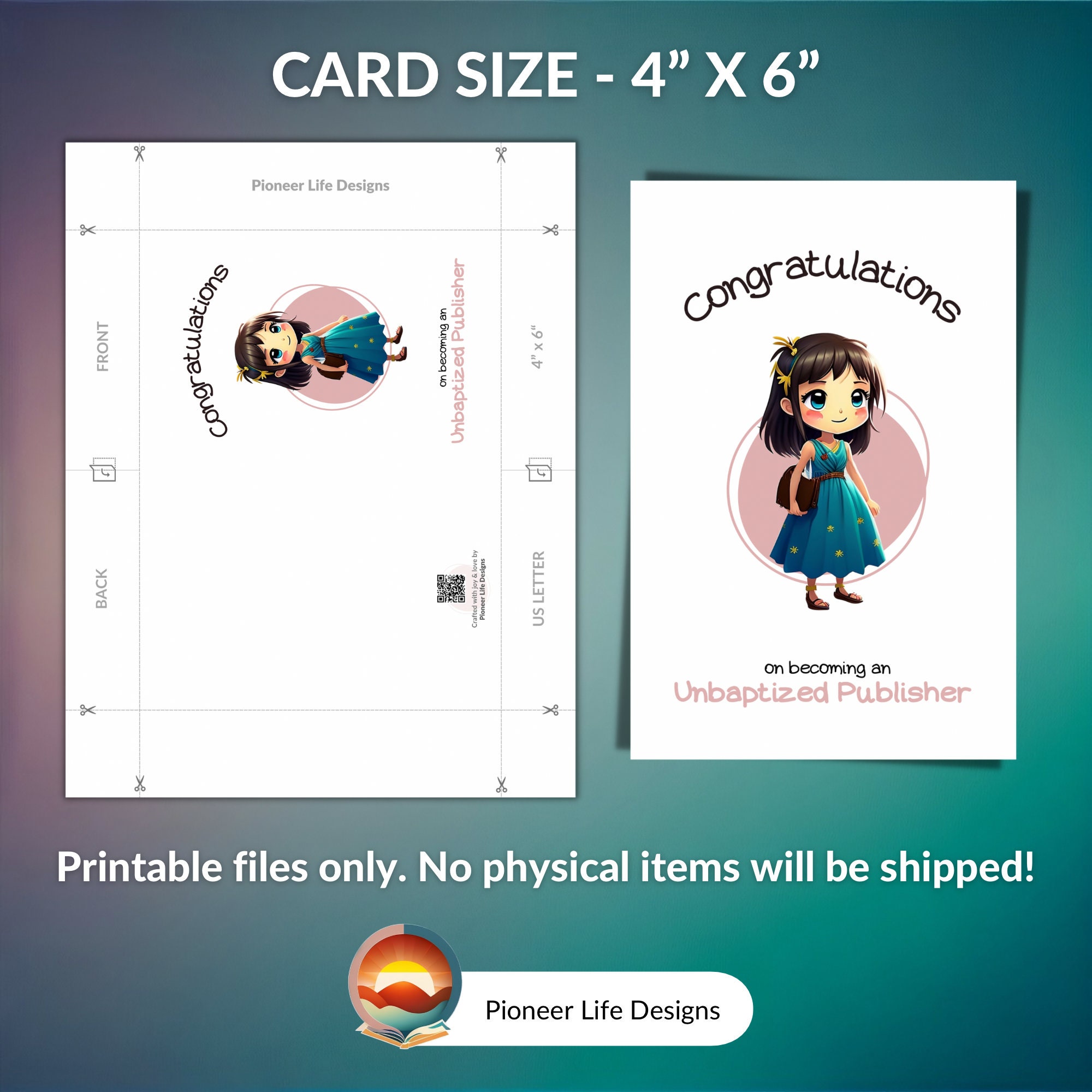JW Unbaptized Publisher Card for Young Sister Congratulation Becoming ...