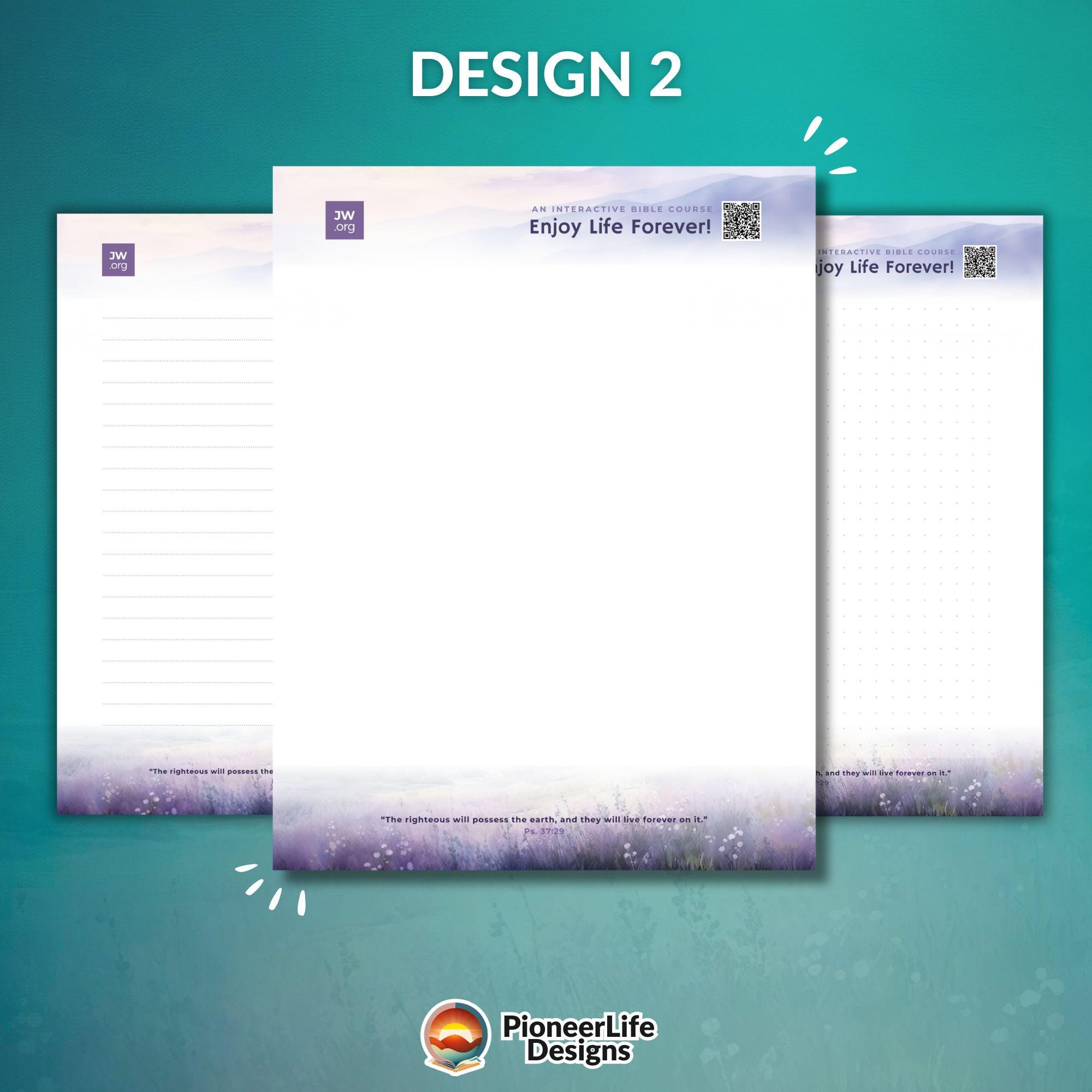 JW Letter Writing Paper Enjoy Life Forever Stationary Special Preaching ...