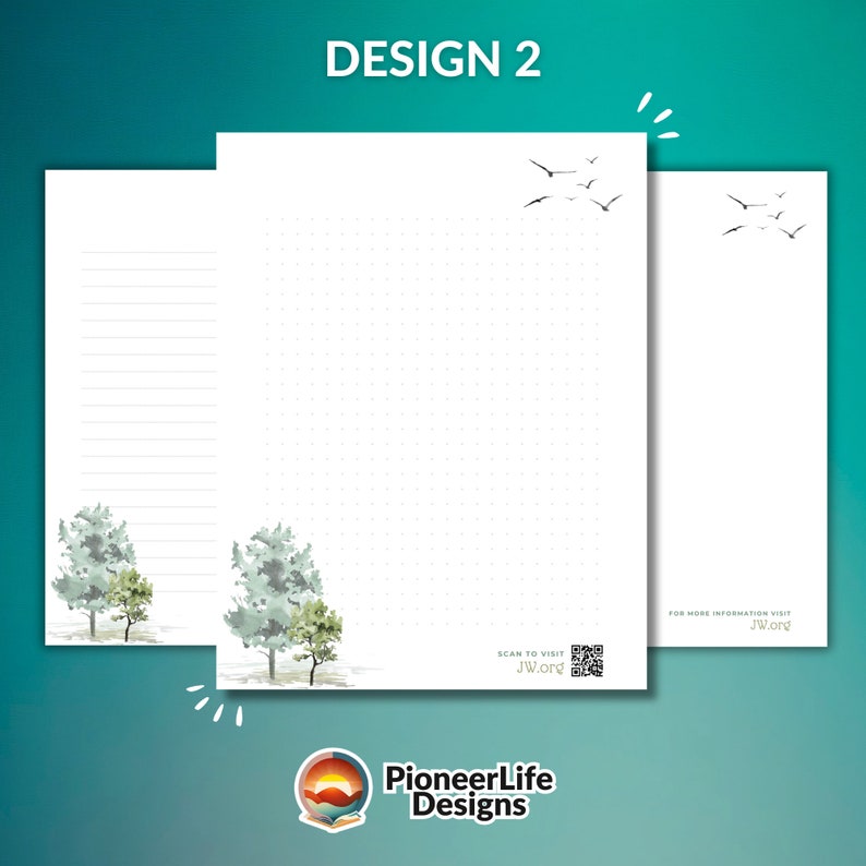JW Letter Writing Paper Stationary Design Water Color for Ministry ...